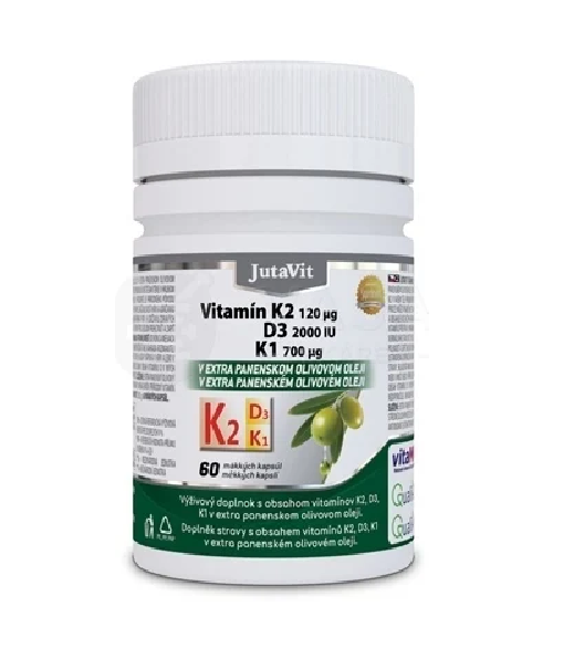 JutaVit Vitamín K2 120 mcg, D3 2000 IU, K1 700 mcg 60cps | internetová lekáreň MAGISTER.sk